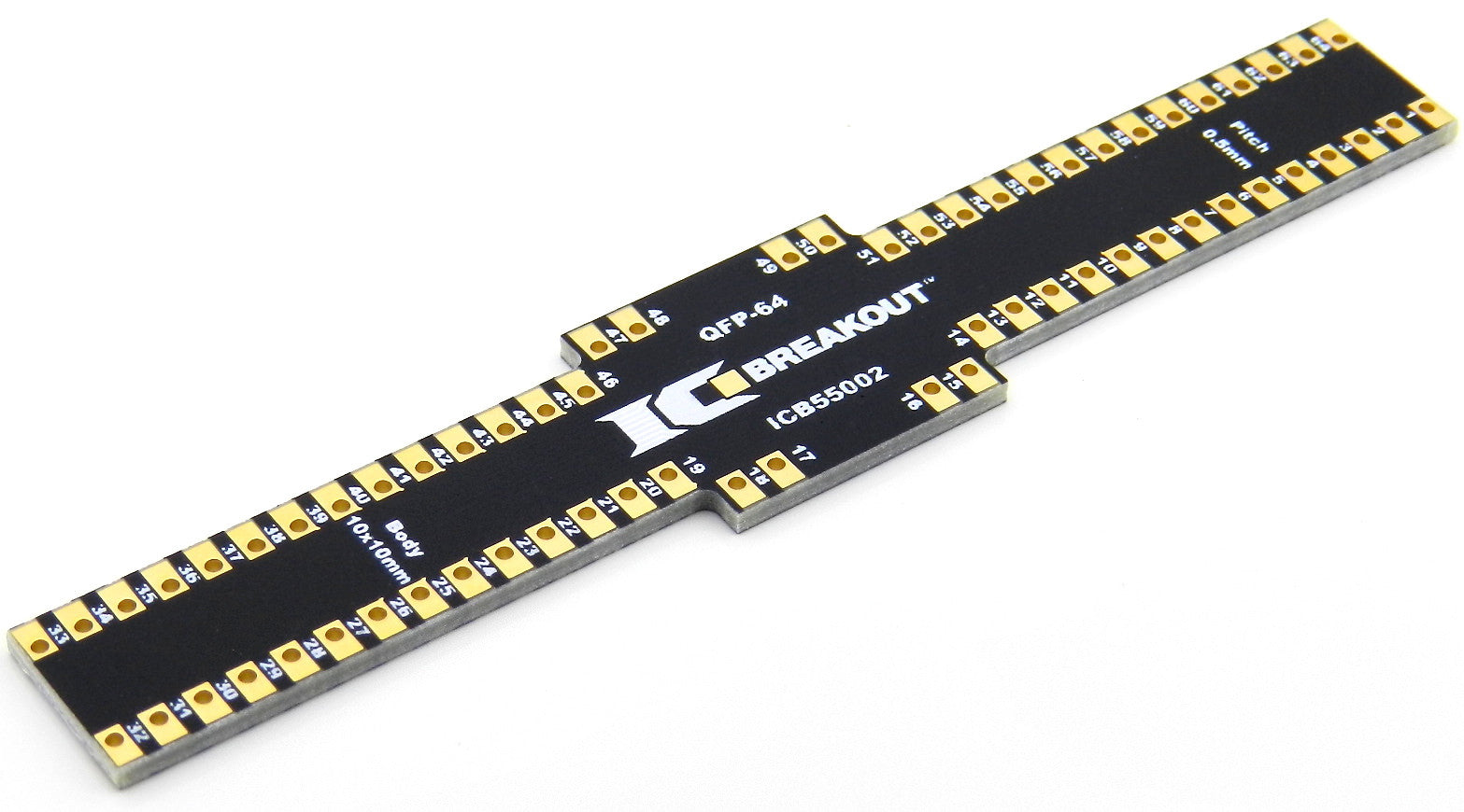 QFP-64 Breakout Board (10 x 10 mm, 0.5 mm) | IC Breakout
